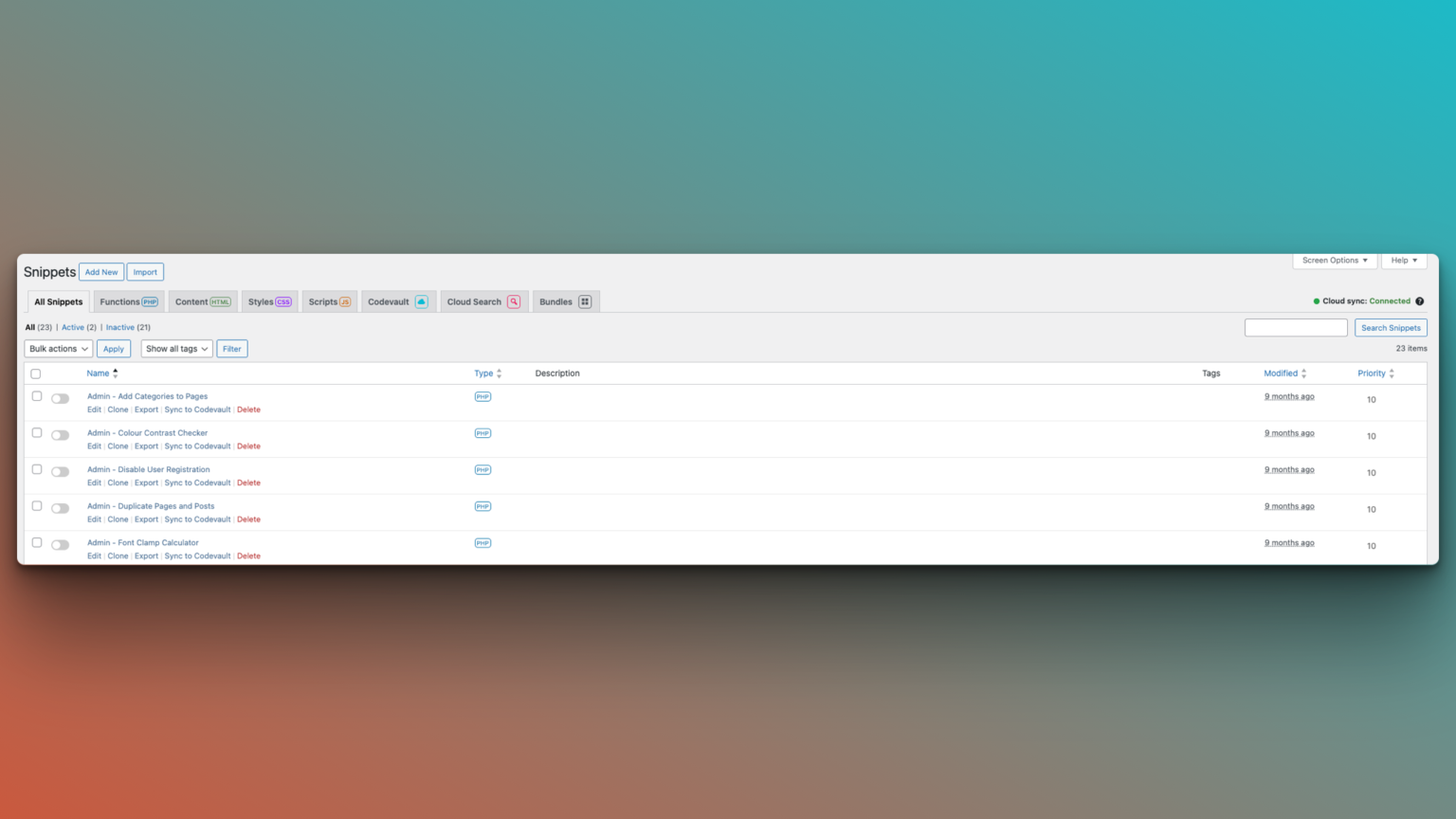 Code Snippets Cloud: Your WordPress Snippets, Synced and Supercharged ... Code Snippets Cloud: Your WordPress Snippets, Synced and Supercharged ...